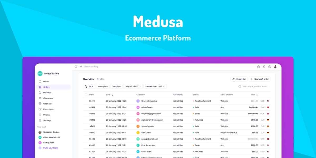Medusa Ecommerce Platform Made With React Js